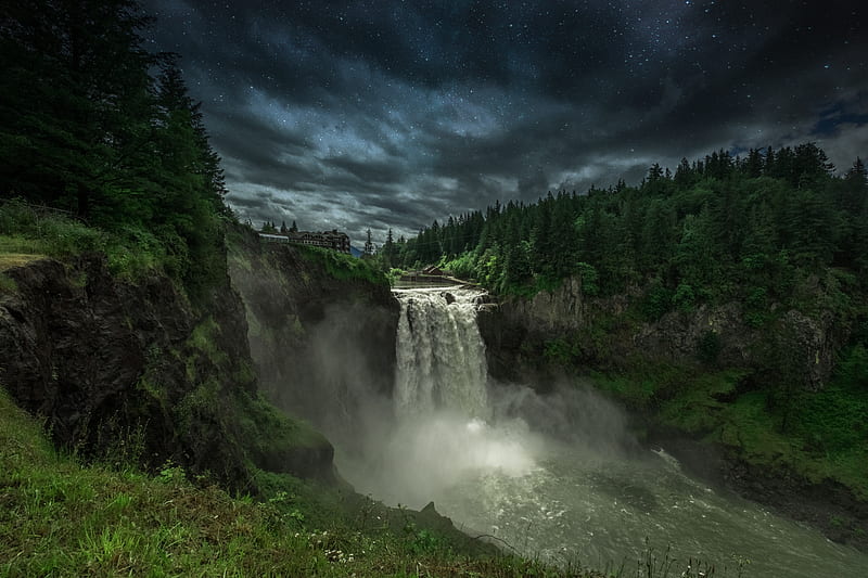Waterfalls Under Blue Sky And White Clouds During Daytime Hd Wallpaper