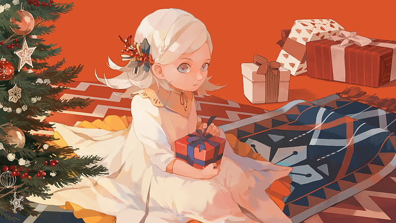 Christmas Santa Anime Girl White Hair Anime Hd Wallpaper Peakpx