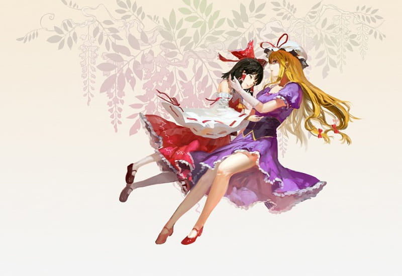 Im Here For You Hakurei Reimu Brown Hair Blonde Bows Dresses Hat