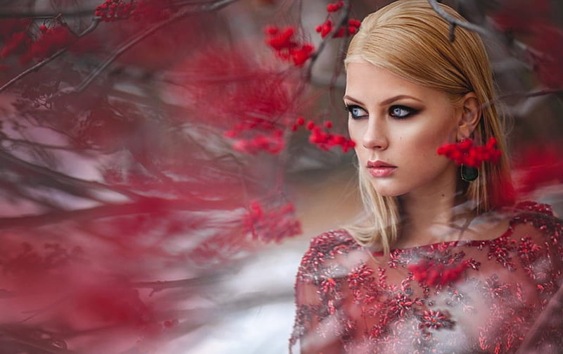 Beauty Red Blonde Model Blue Eyes Hd Wallpaper Peakpx