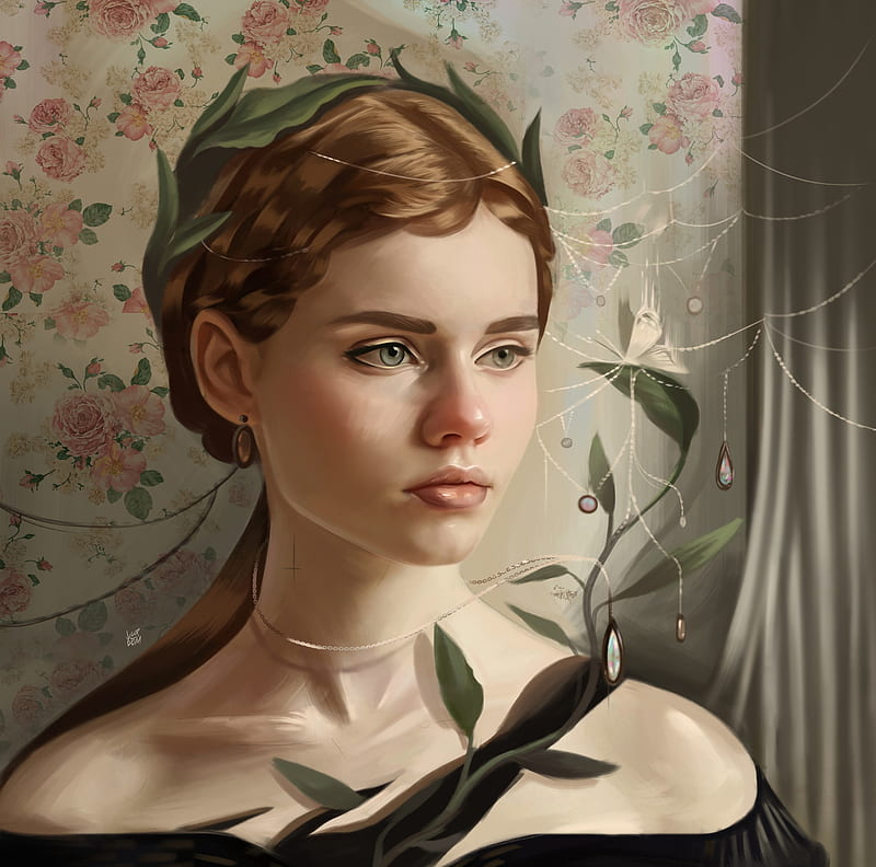 1080p Free Download Leaves Art Fantasy Luminos Girl Yasar Vurdem
