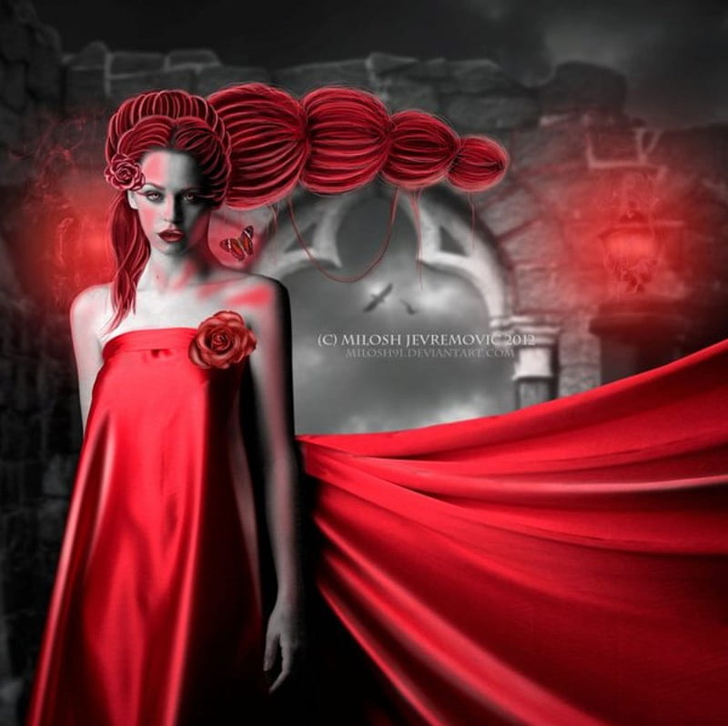 Red Silent Red Fantasy Silent Lady Hd Wallpaper Peakpx