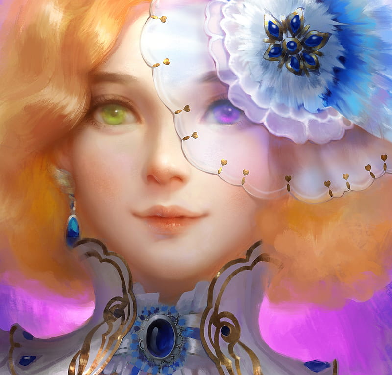 Miss Violet Julia Woo Art Luminos Orange Fantasy Girl Flower