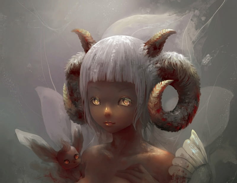 Demoness Malu Luminos Manga Horns Demon Fantasy Girl Anime