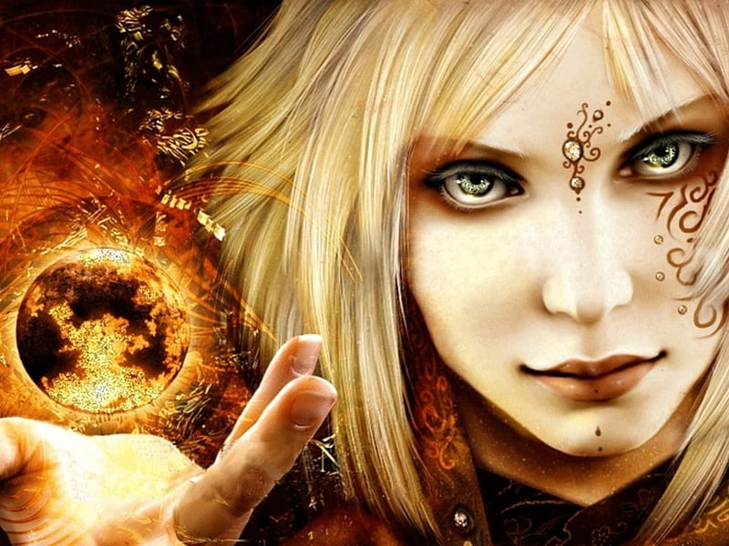 Elf Girl Pretty Lovely Cg Elf Tattoo Eye Video Game Blonde